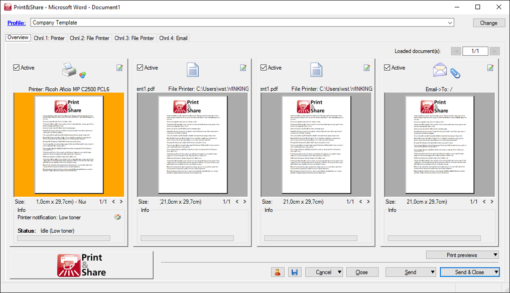 Overview of all features of Print&Share virtual printer software per ...